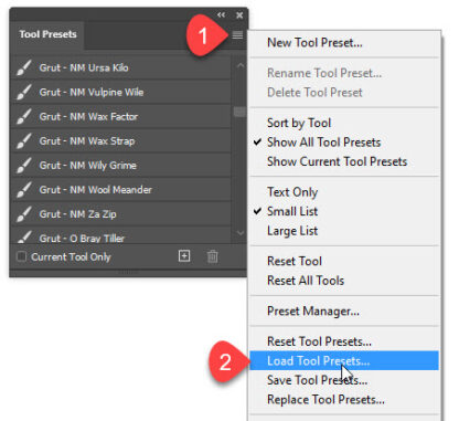 Import TPL into Tool Presets Panel - GrutBrushes.com